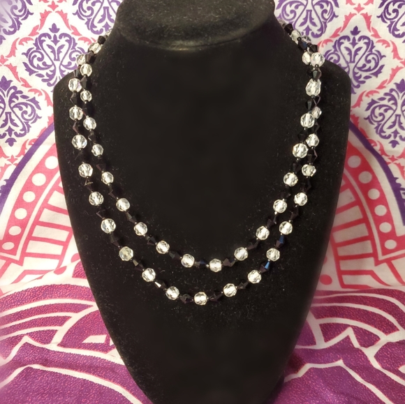 Unbranded | Jewelry | Vintage Art Deco Black Clear Glass Beaded Opera ...